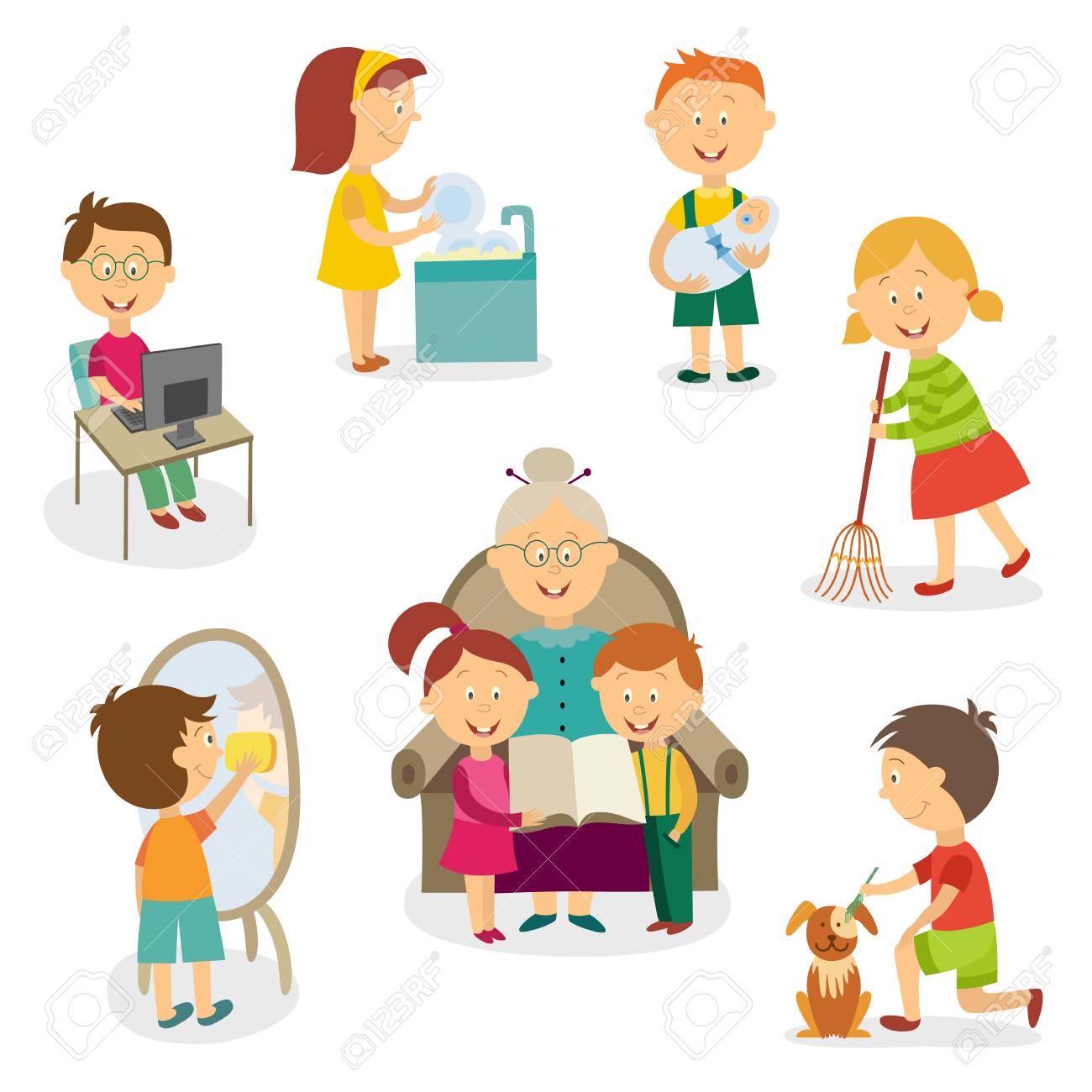 Kids, children doing home activities, chores | CEIP Sa Blanca Dona